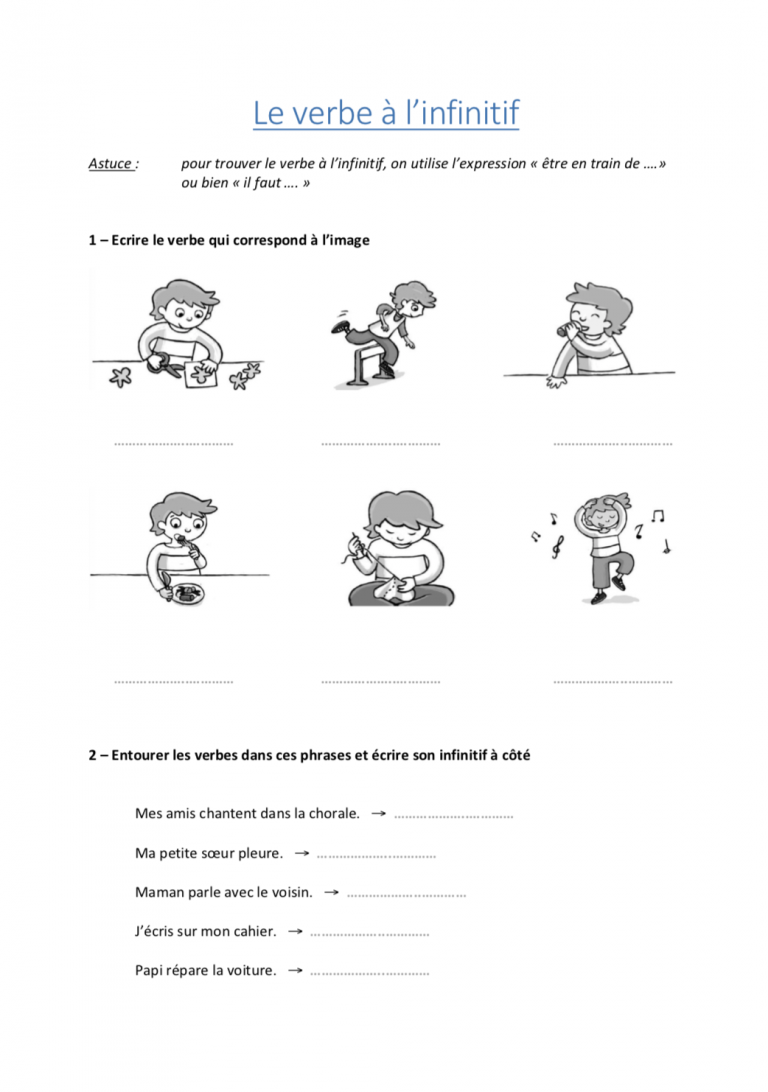 Infinitif des verbes - Les activités de maman