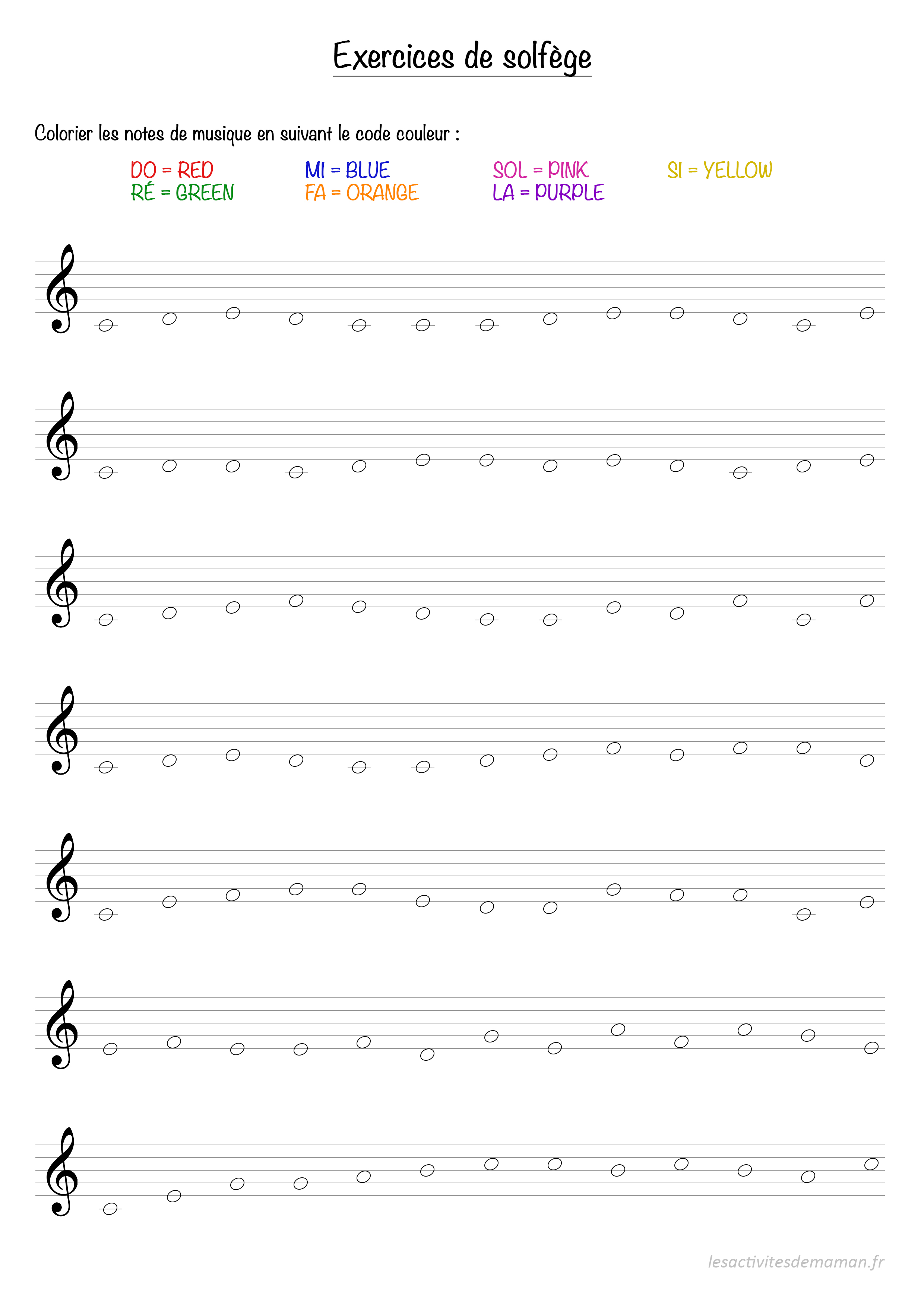 Exercices de solfège - Les activités de maman
